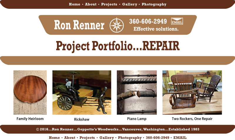 projects repair, Ron Renner, Geppetto's Woodworks, since 1983, custom ...